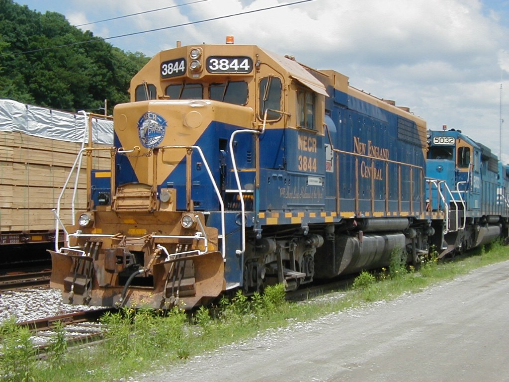 NECR 3844 left front up close parked on loco track
